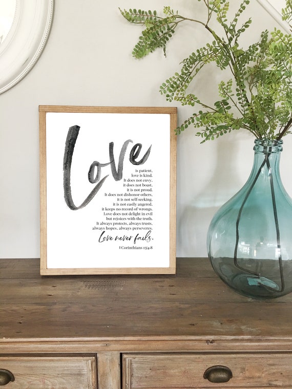 Bible Verse Printable Corinthians 13:4-8 Love Love is | Etsy