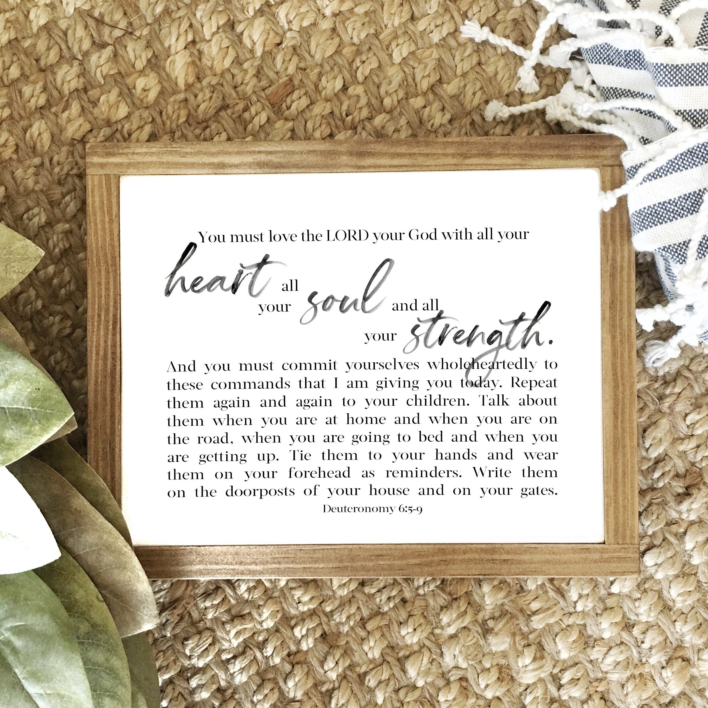 Bible Verse Printable, Deuteronomy 6:5-9 NLT, Shema, Love the Lord Your ...