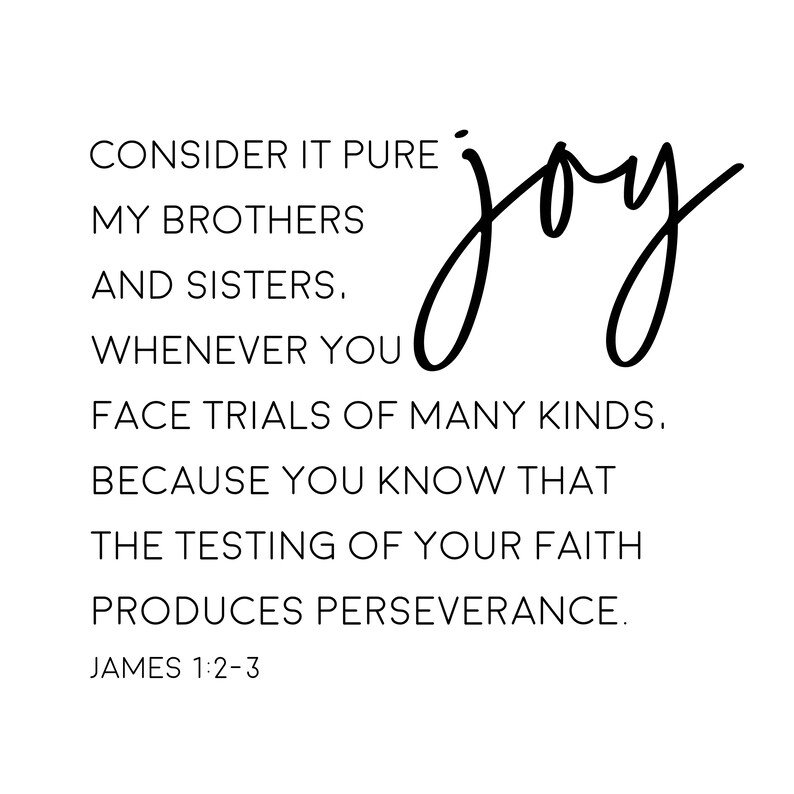 Bible Verse Printable, James 1:2-4; Consider It Pure Joy; Bible Verse ...