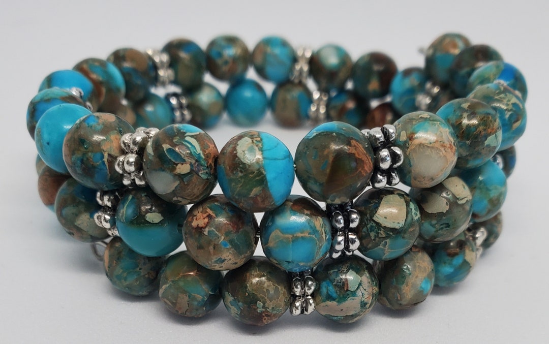 Turquoise Imperial Jasper Cuff Bracelet - Etsy