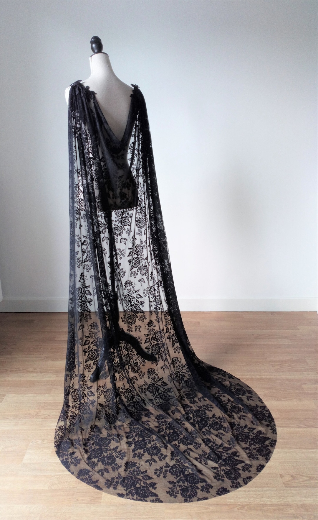 Black Lace Cape, Gothic Black Cape, Lace Wedding Cape, Black Lace Cloak ...