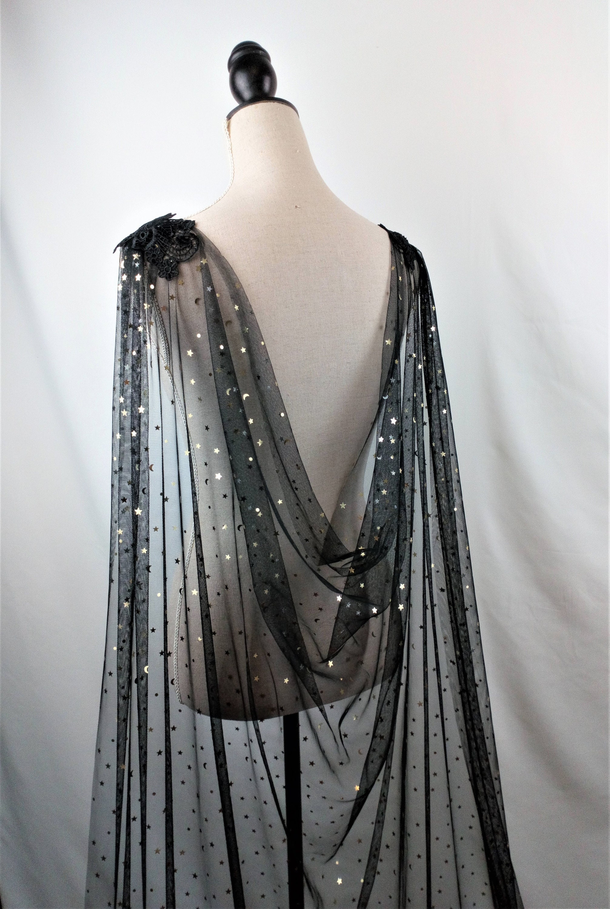 LAST ONE Black Wedding Cape Celestial Bridal Cape Star | Etsy