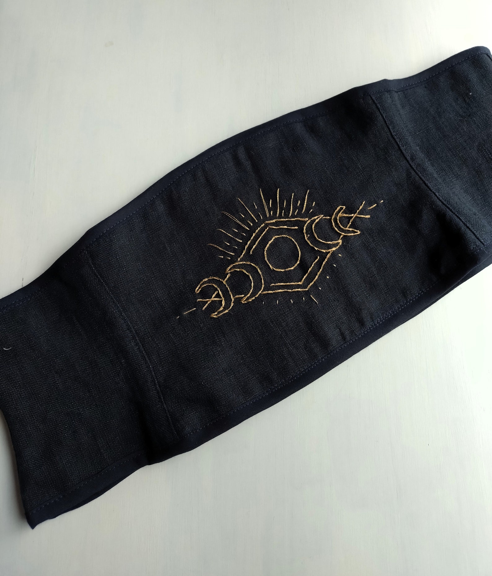 READY to SHIP Night Blue Corset Belt Moon Embroidery Witchcore Waist ...