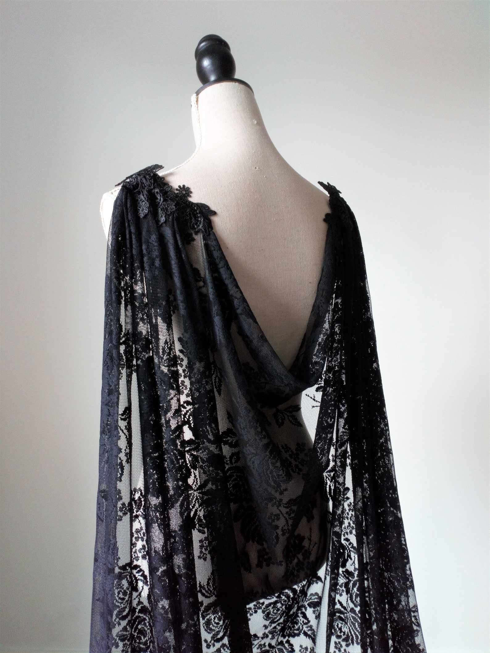 Black Lace Cape Gothic Black Cape Lace Wedding Cape Black - Etsy