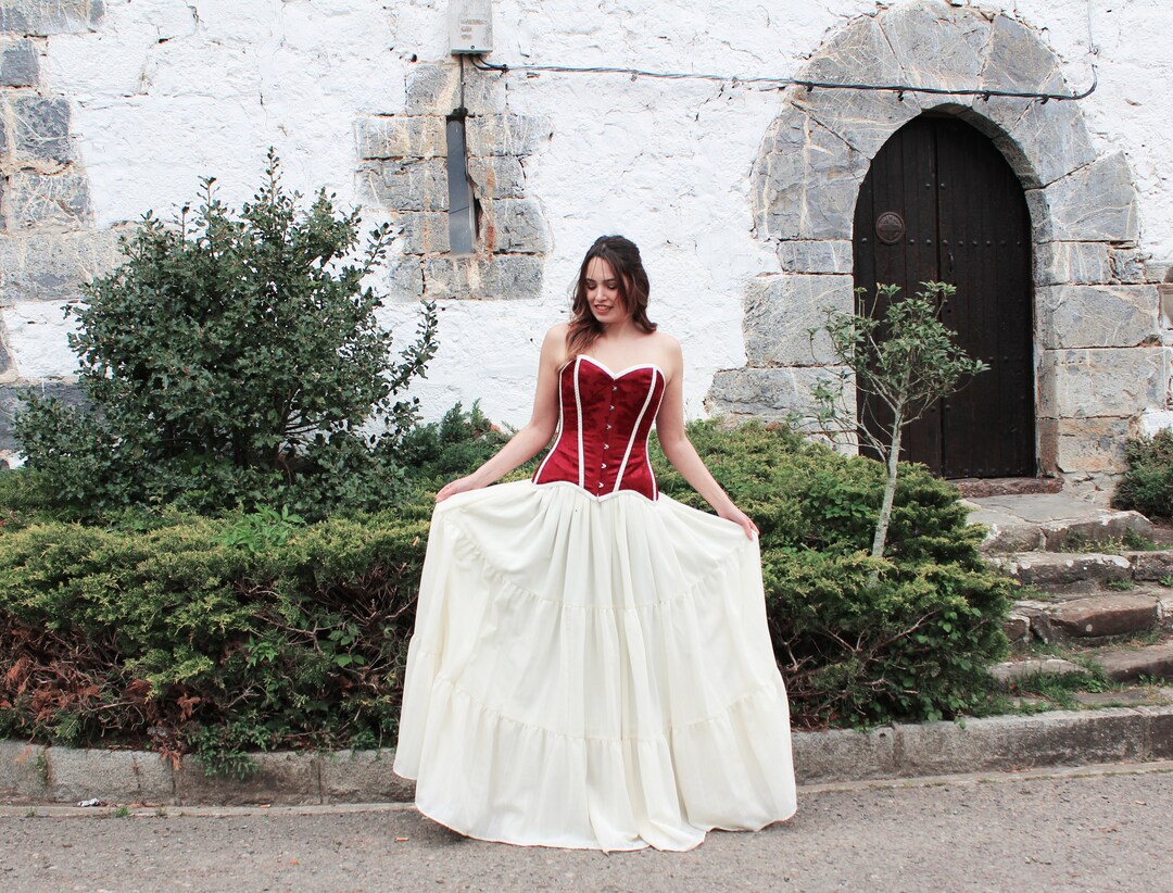 Viking Medieval Gown for Warrior Bride, Cream and Burgundy Renaissance ...