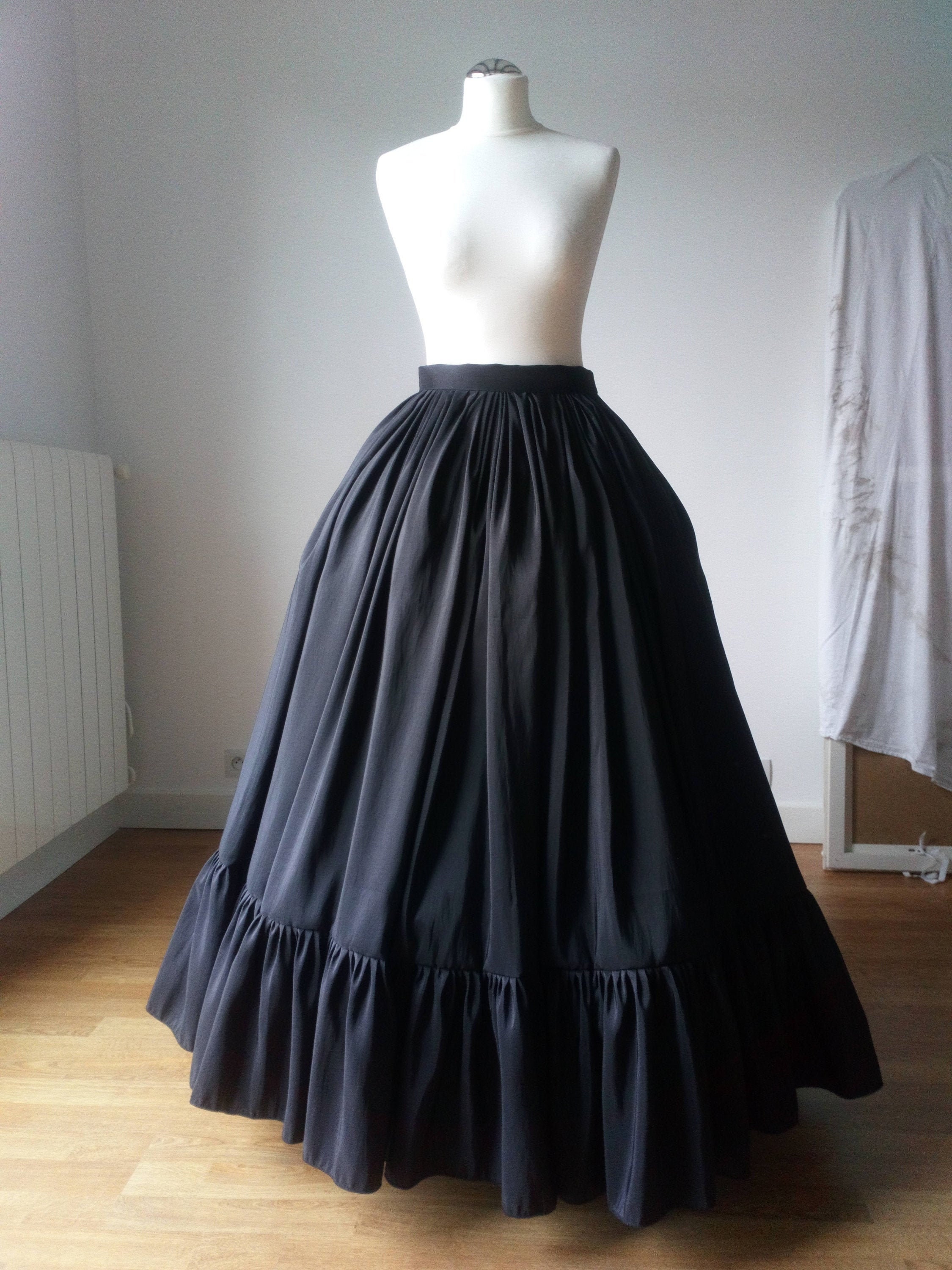 Black Victorian Ball Skirt Taffeta Long Skirt Taffeta Ball Skirt