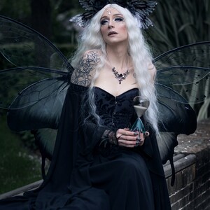 Enchanted Dark Fairy Gown With Long Sleeves - Fantasy Couture Dress for ...