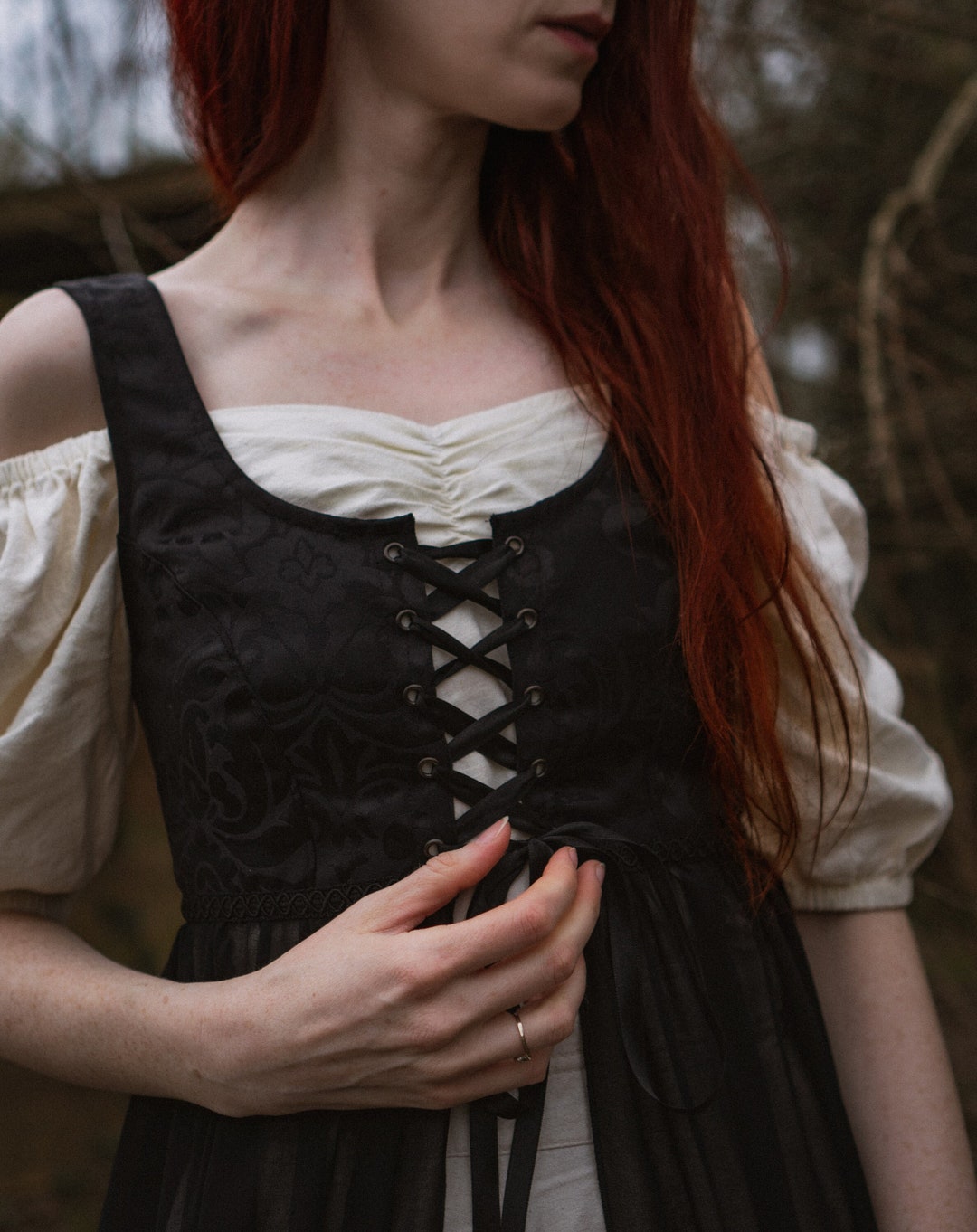 Gothic Black Chiffon Bodice Overdress for Medieval Costume or Wedding ...