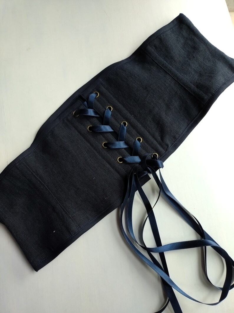 READY to SHIP Night Blue Corset Belt Moon Embroidery Witchcore Waist ...