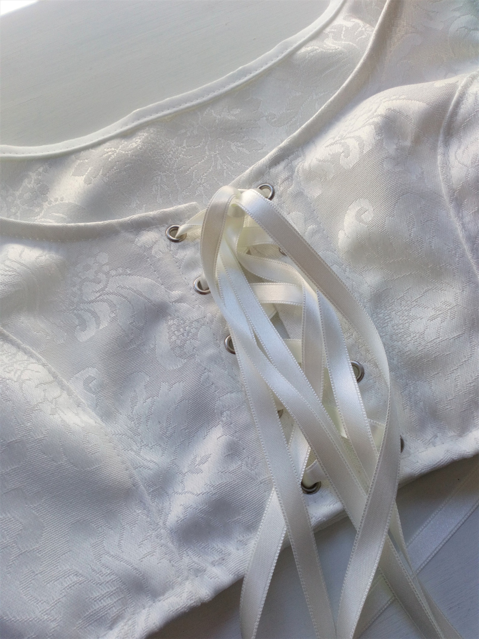 Regency Short Stays, Historical Undergarments, White Brocade Regency ...