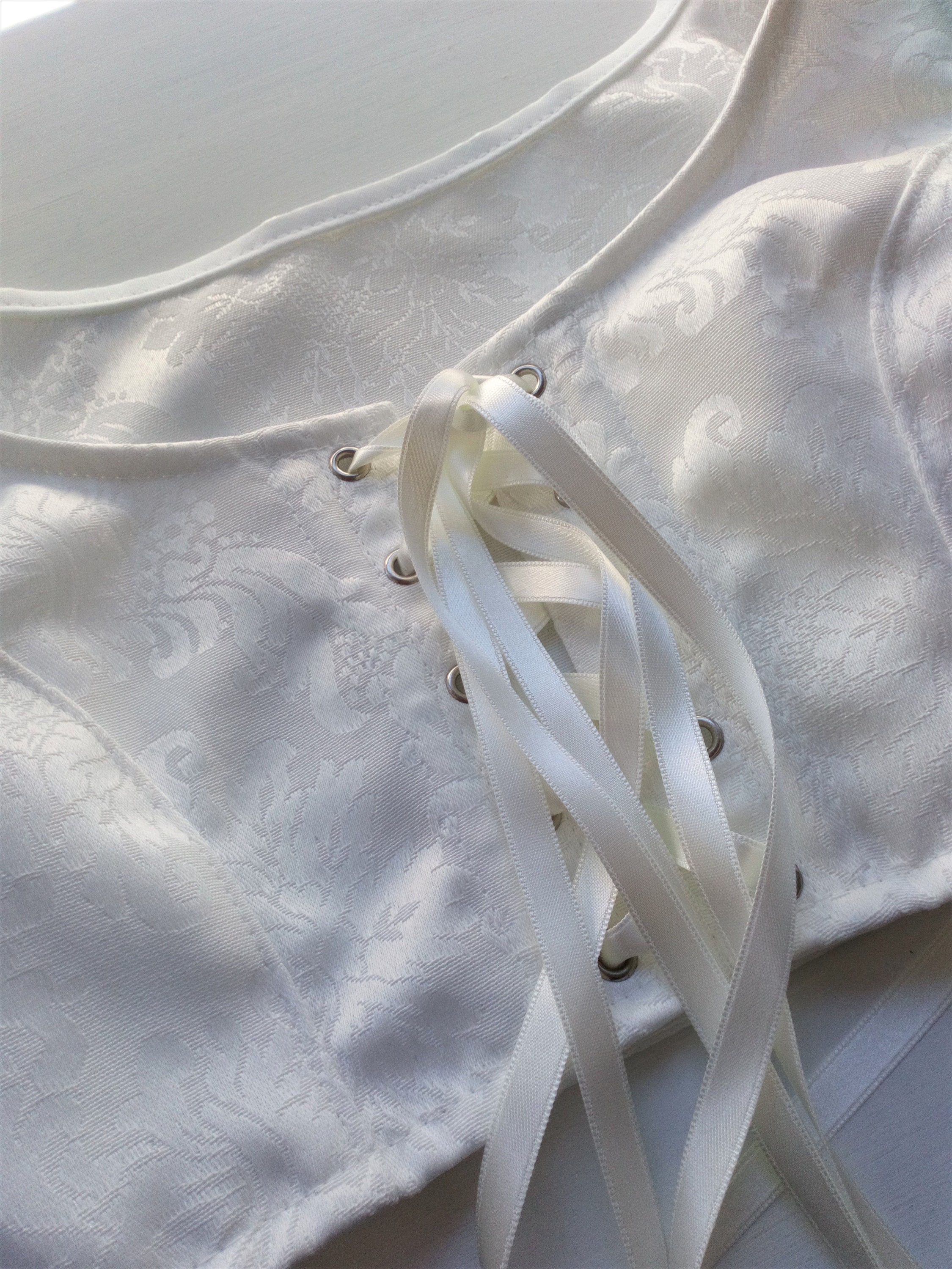 Regency Short Stays, Historical Undergarments, White Brocade Regency ...