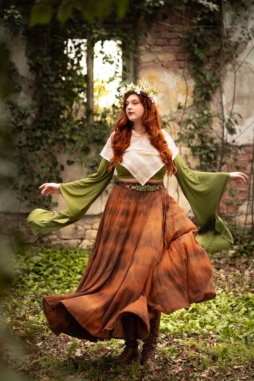 Ivory Hooded Capelet Pagan Ritual Wrap Viking Inspired Shoulder Cloak ...