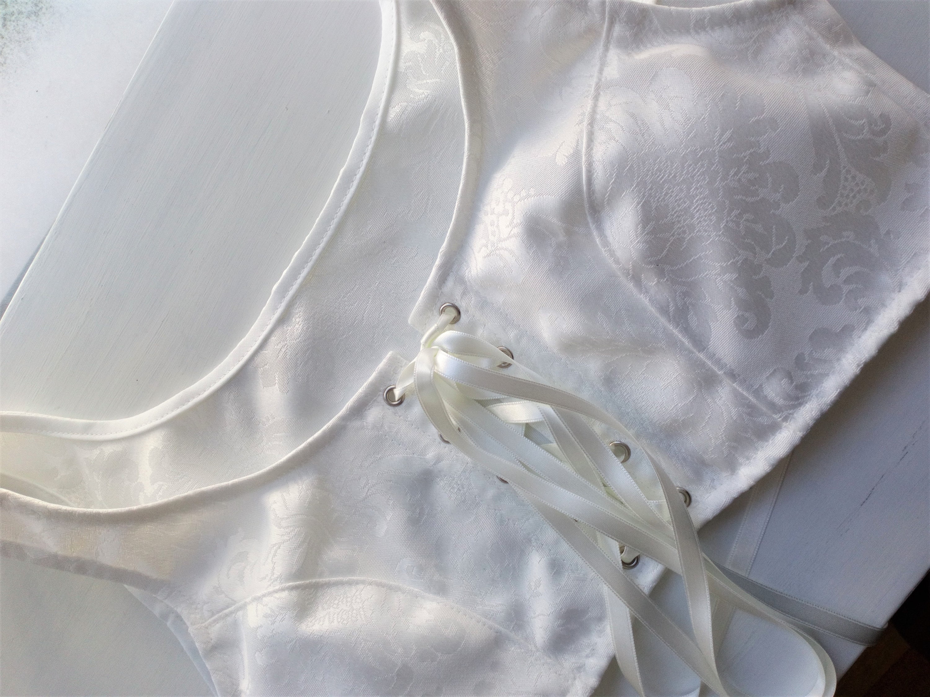 Regency Short Stays, Historical Undergarments, White Brocade Regency ...