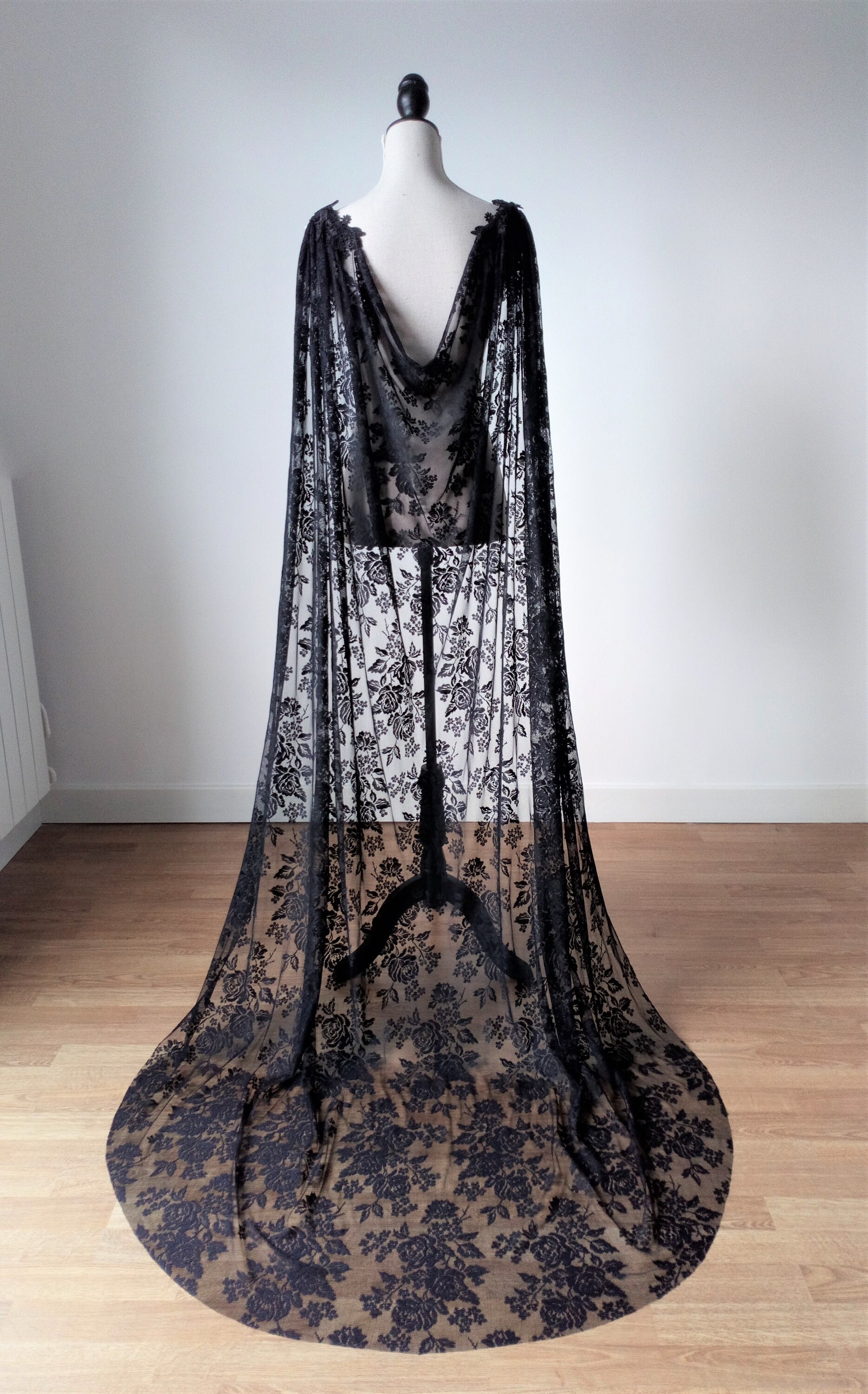 Moon Phases Cloak Black Wedding Cloak Witchy Cloak Black | Etsy UK