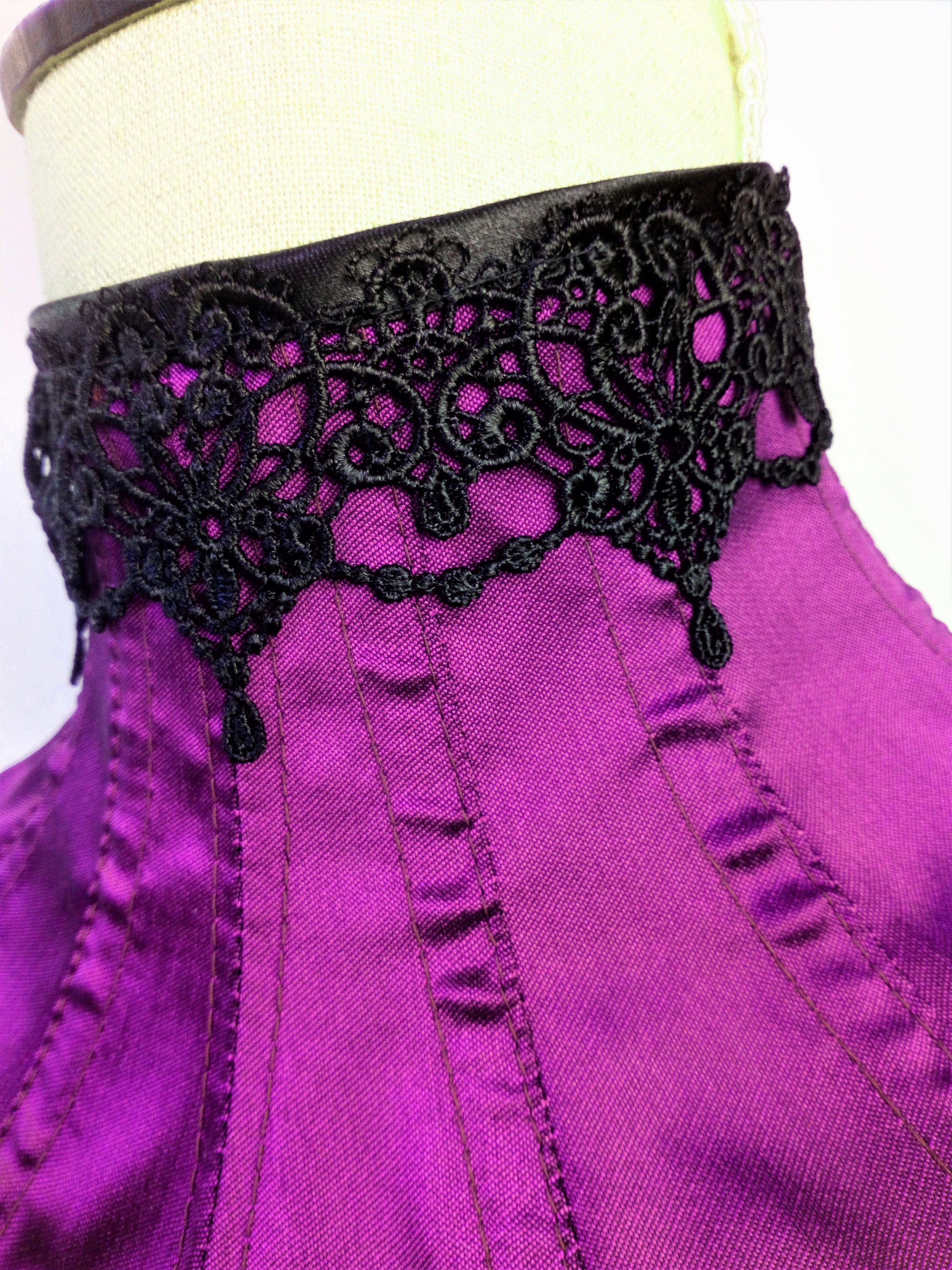 Dark Purple Corset Red PVC Leather Gothic Neck Corset Posture Collar ...