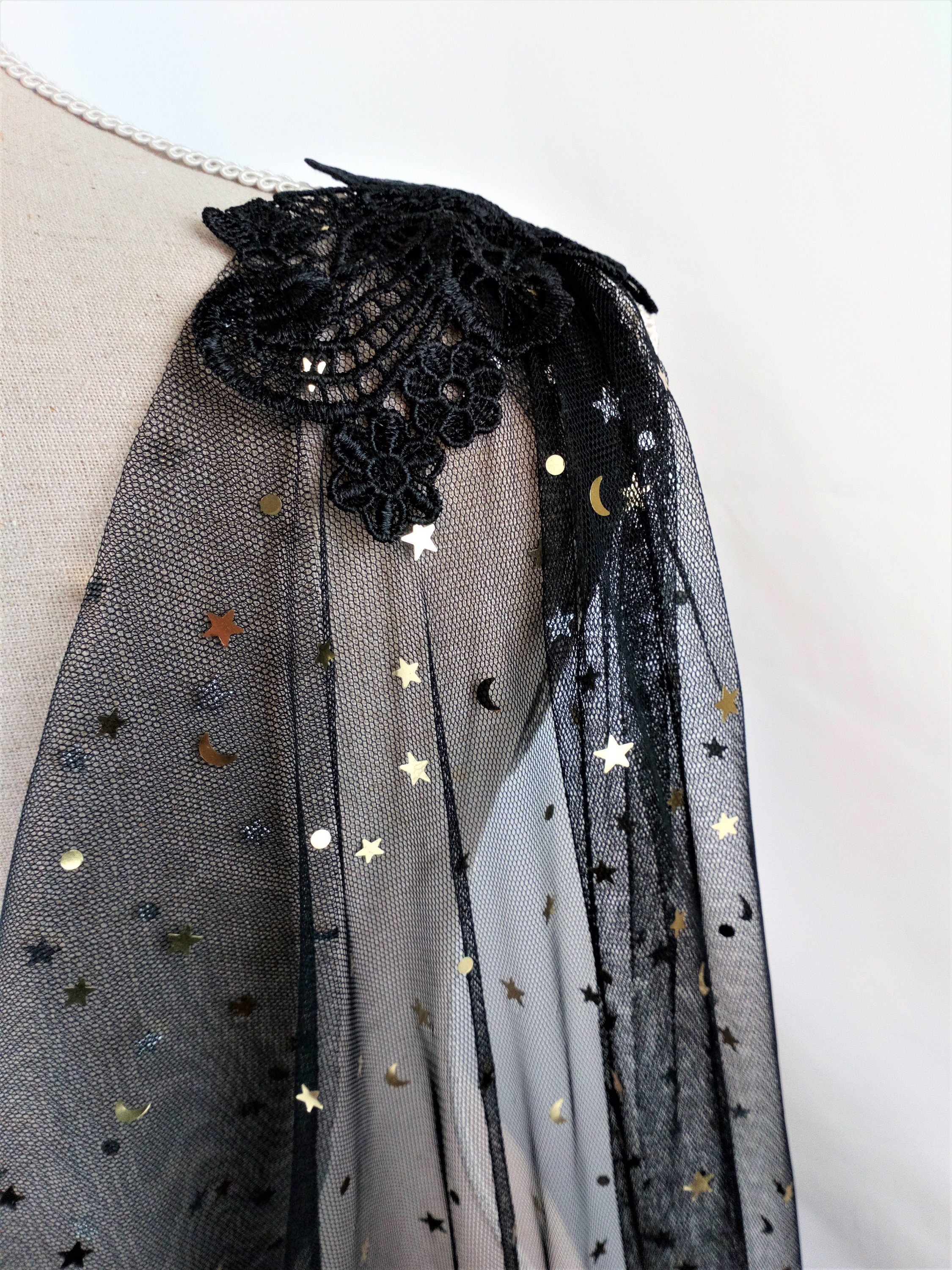 LAST ONE Black Wedding Cape Celestial Bridal Cape Star | Etsy