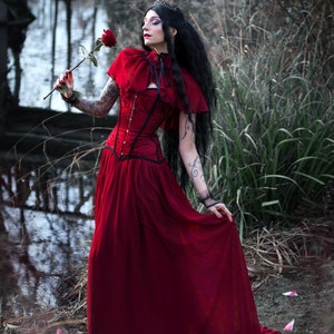 Dark Red Gothic Vampire Wedding Dress - Corseted Ball Gown for an ...