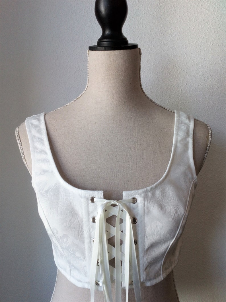 Regency Short Stays, Historical Undergarments, White Brocade Regency ...