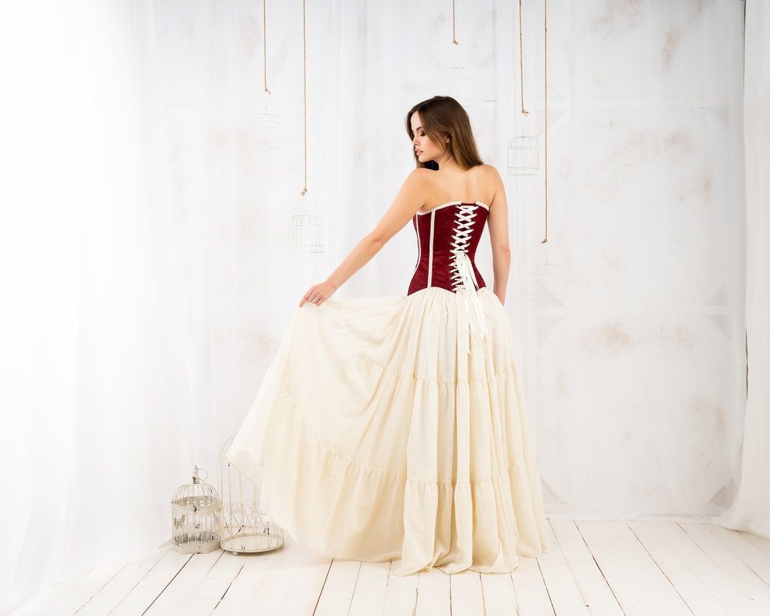 Medieval Corset Dress Renaissance Skirt Set Boho Cosplay Outfit Women ...