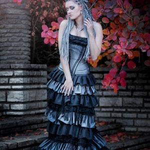 Steampunk Ball Gown, Ruffled Long Skirt and Corset for Faire, Victorian ...