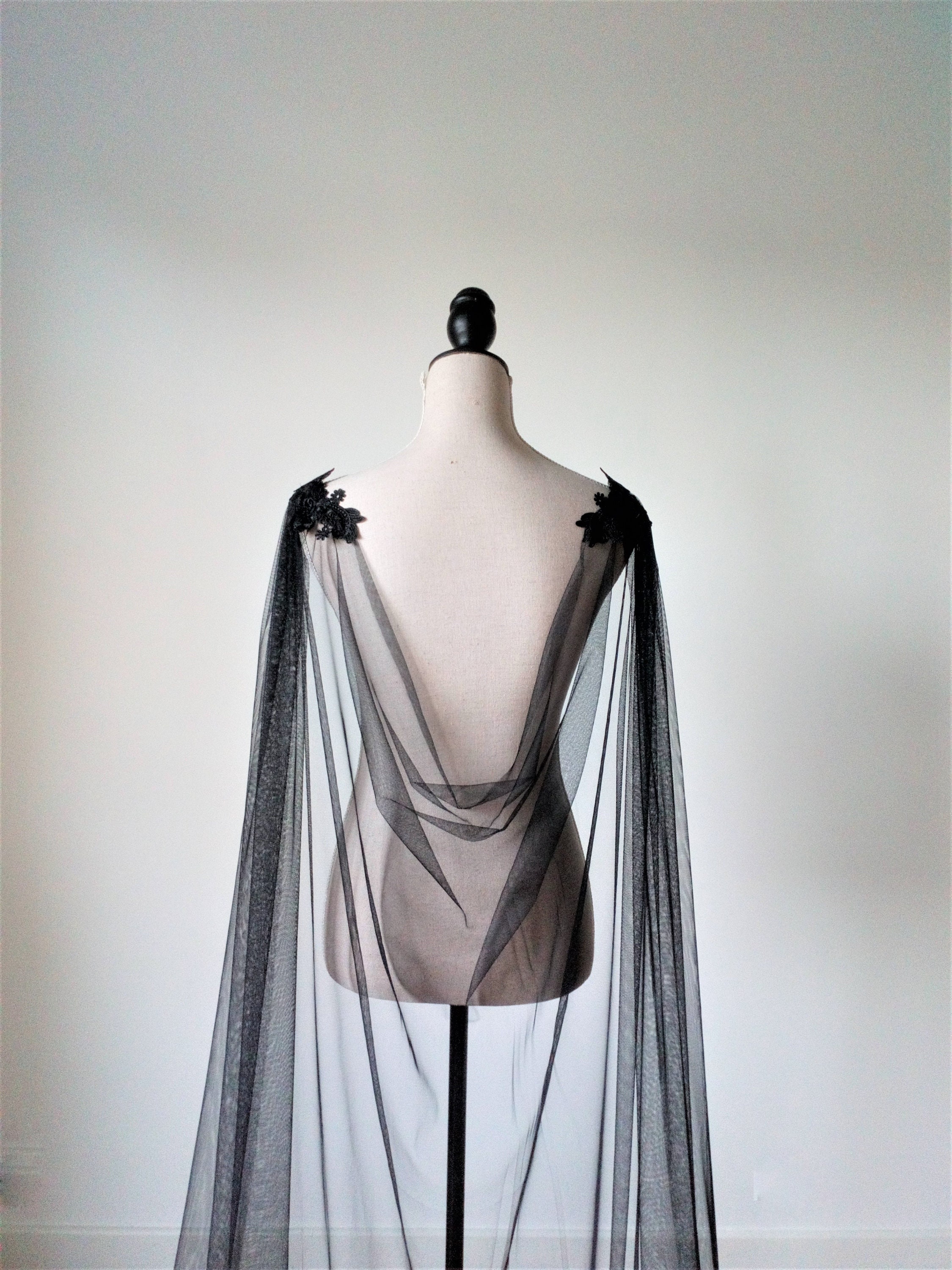 Moon Phases Cloak Black Wedding Cloak Witchy Cloak Black | Etsy UK