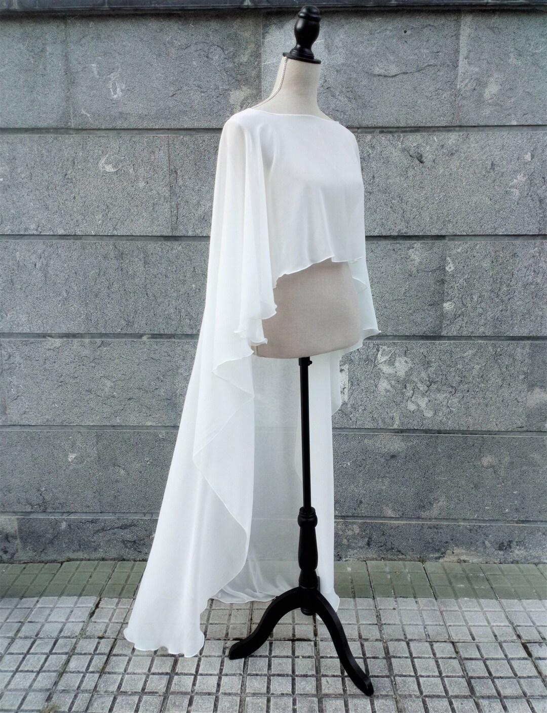 Dramatic High-low Cape for Bride, Floor Length Bridal Cover Up, Chiffon ...