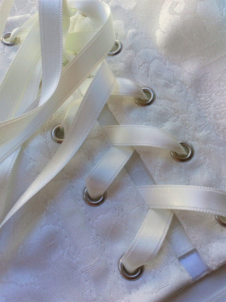 Regency Short Stays, Historical Undergarments, White Brocade Regency ...