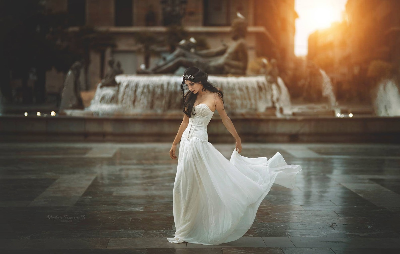 Medieval White Witch Bridal Dress With Cape for Ceremony Amidst the ...
