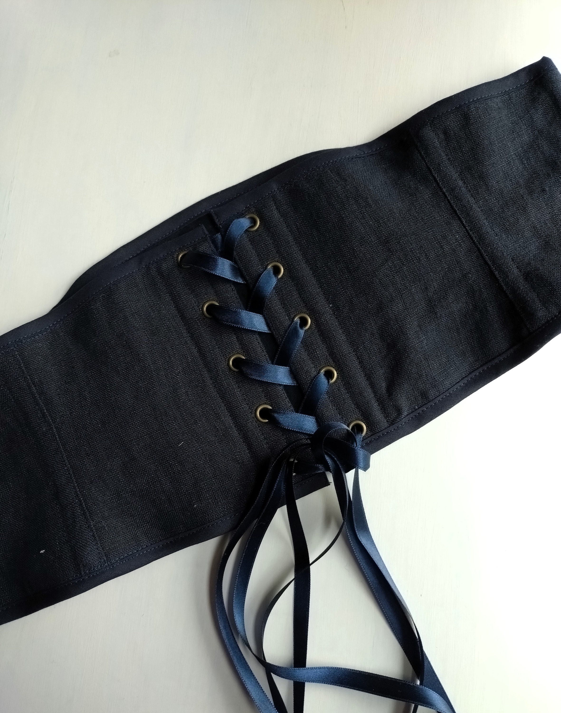 READY to SHIP Night Blue Corset Belt Moon Embroidery Witchcore Waist ...