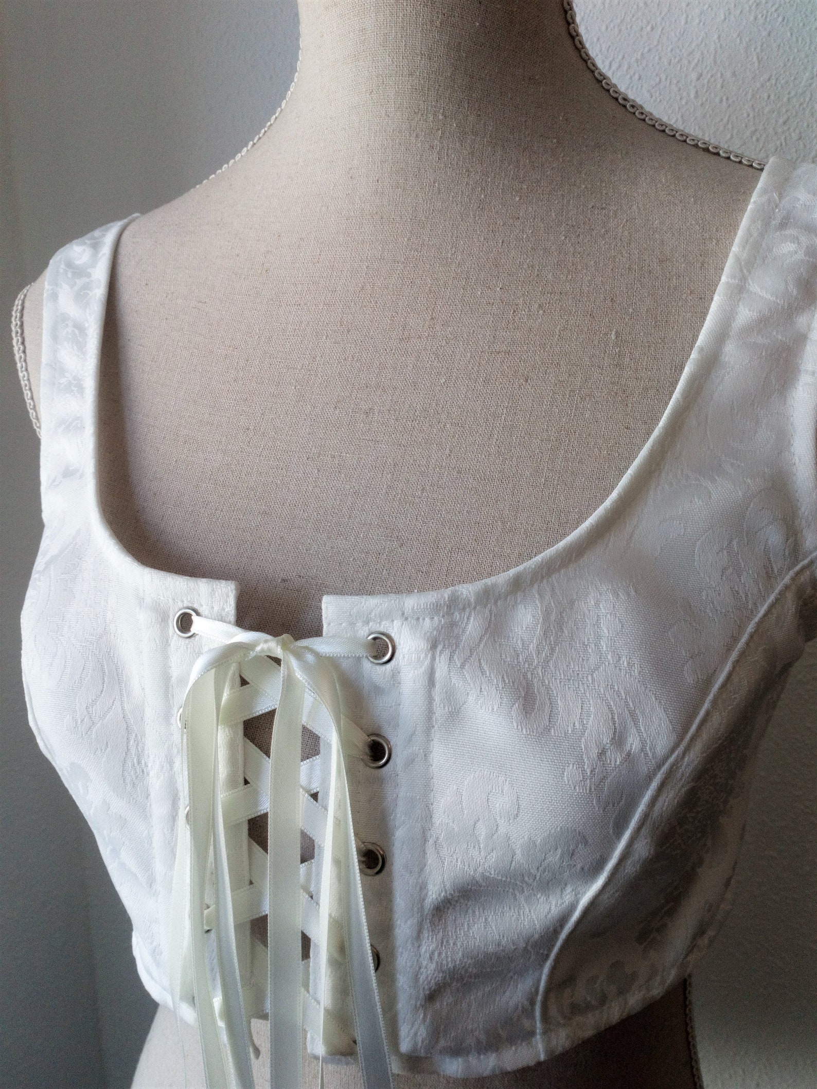 Regency Short Stays, Historical Undergarments, White Brocade Regency ...