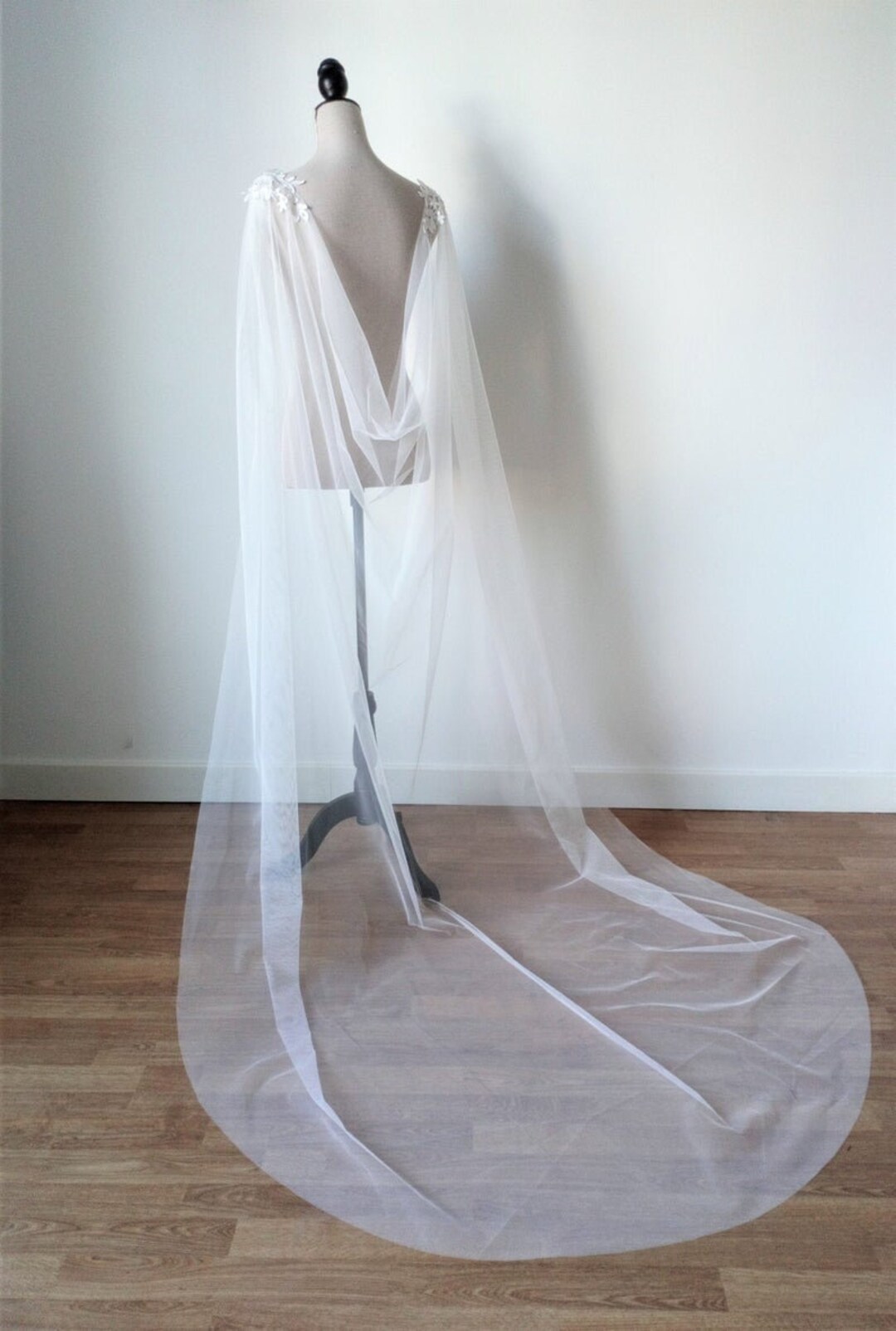 White Tulle Long Wedding Cloak for Fantasy Bridal Dress With - Etsy