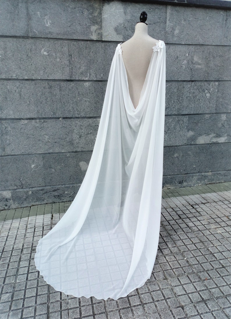 Natural White Chiffon Bridal Cape Long Drape Cape Veil - Etsy