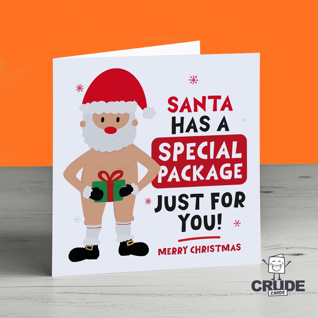 Funny Christmas Card Santa Has A Special Package Rude Santa - Etsy