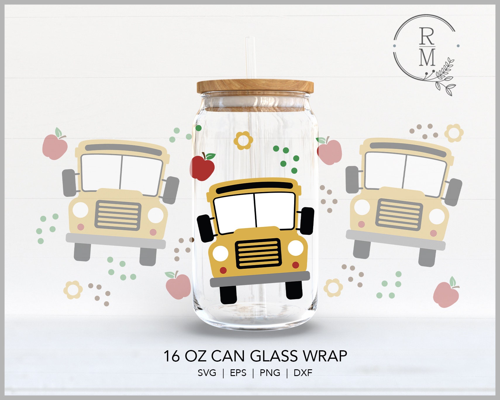 Can Glass SVG 16oz SCHOOL BUS Back to School Seamless - Etsy