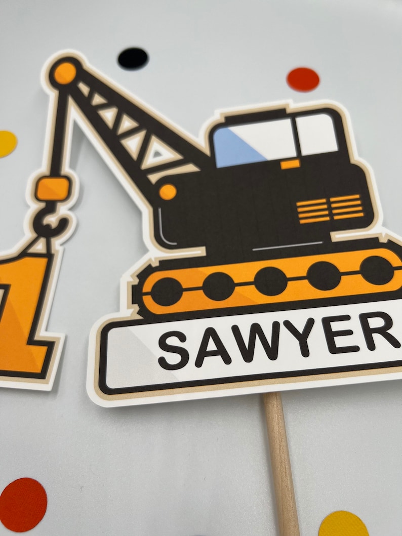 Construction Cake Topper PNG Printable Crane Cake Topper | Etsy