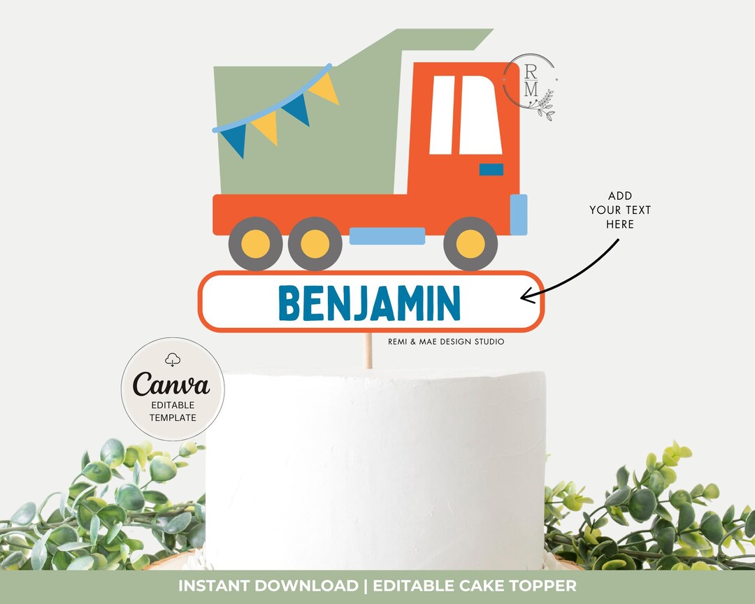 Editable Construction Birthday Cake Topper | Call the Crew | Cake ...