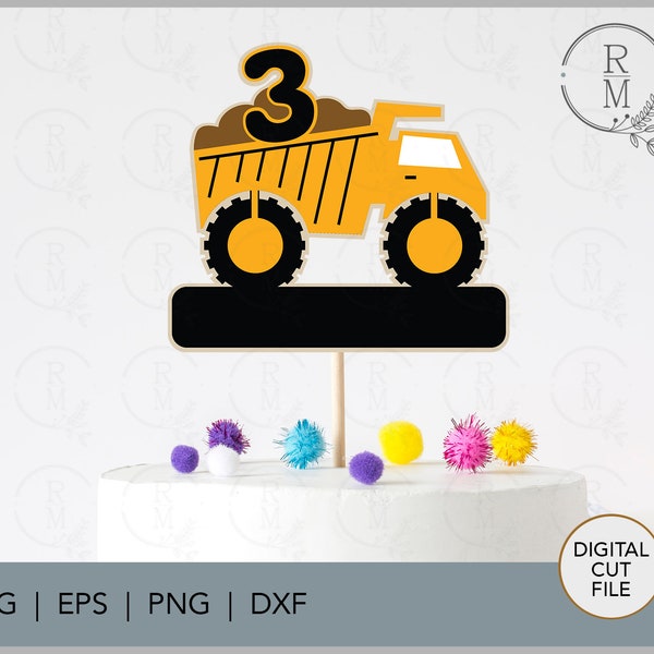 3rd Birthday Construction Cake Topper - Etsy