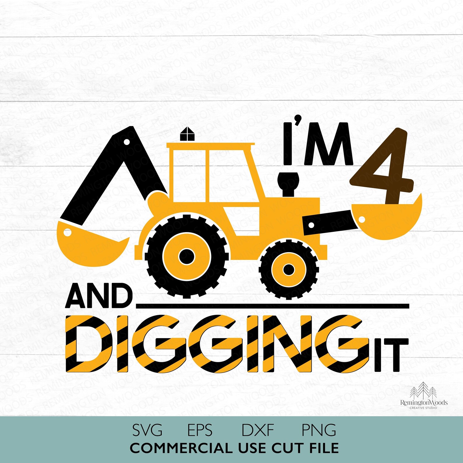 Construction SVG I'm 4 and digging it Boys Birthday | Etsy