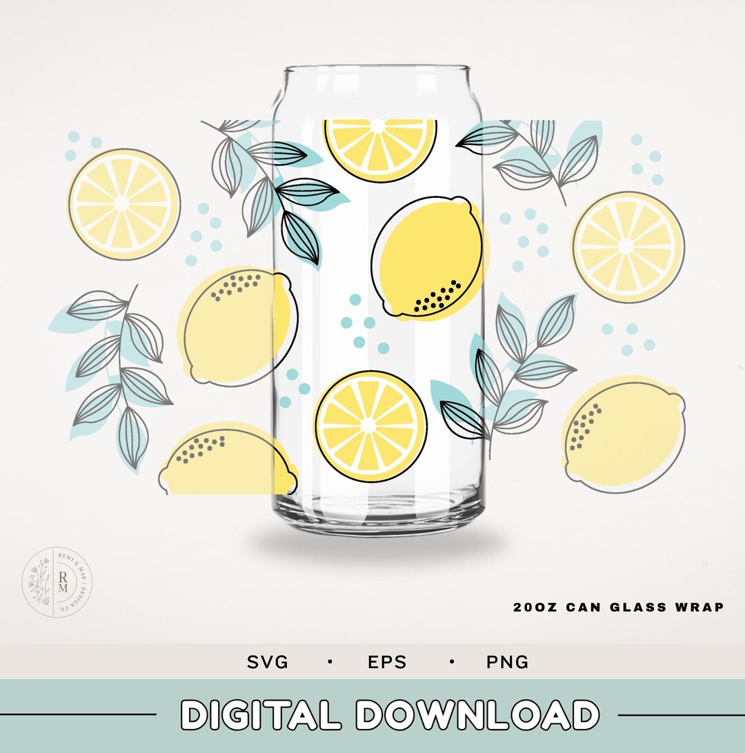 Libbey Glass SVG | LEMON LOVE | Seamless Wrap - 20 Oz Libbey Glass ...