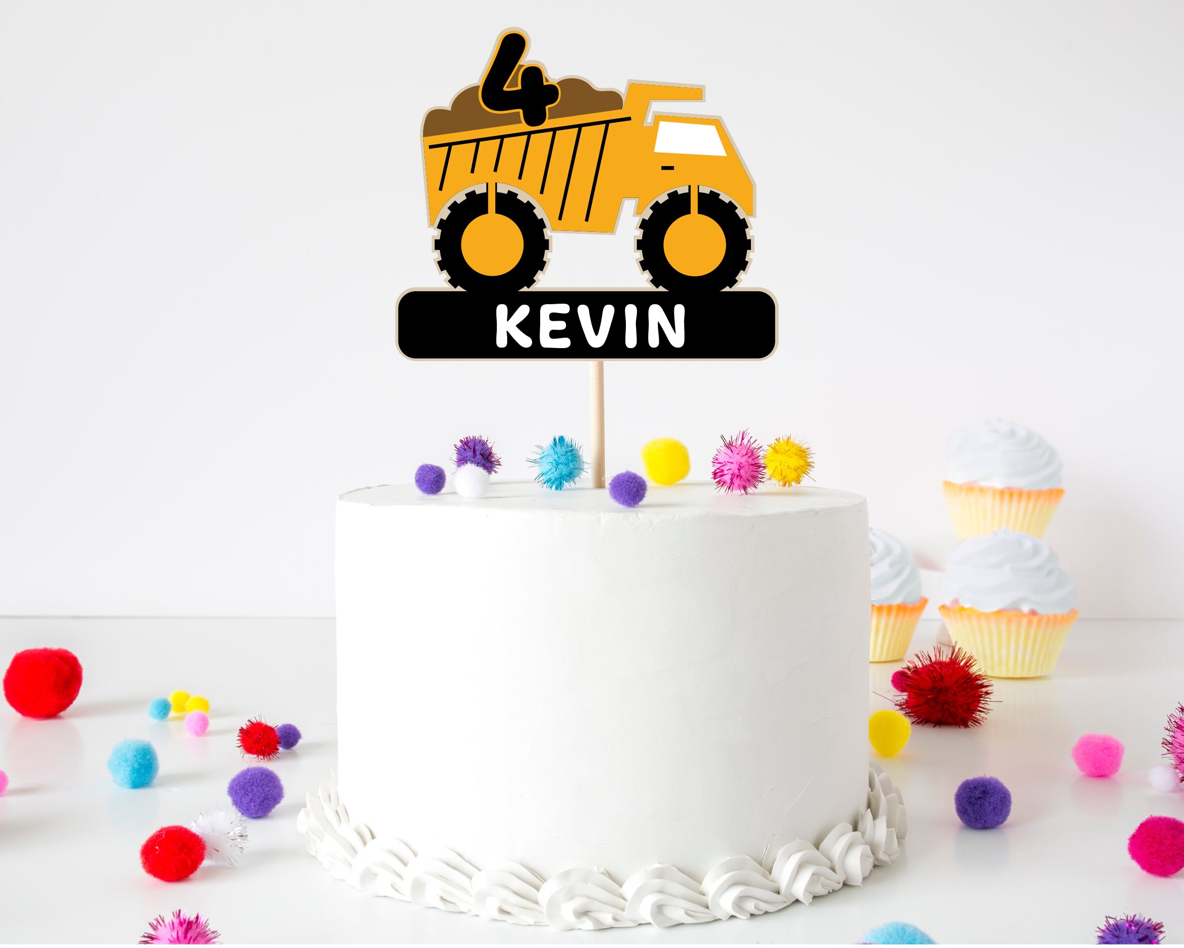 Construction SVG - CAKE TOPPER - 4th Birthday - Dump Truck Cake Topper ...