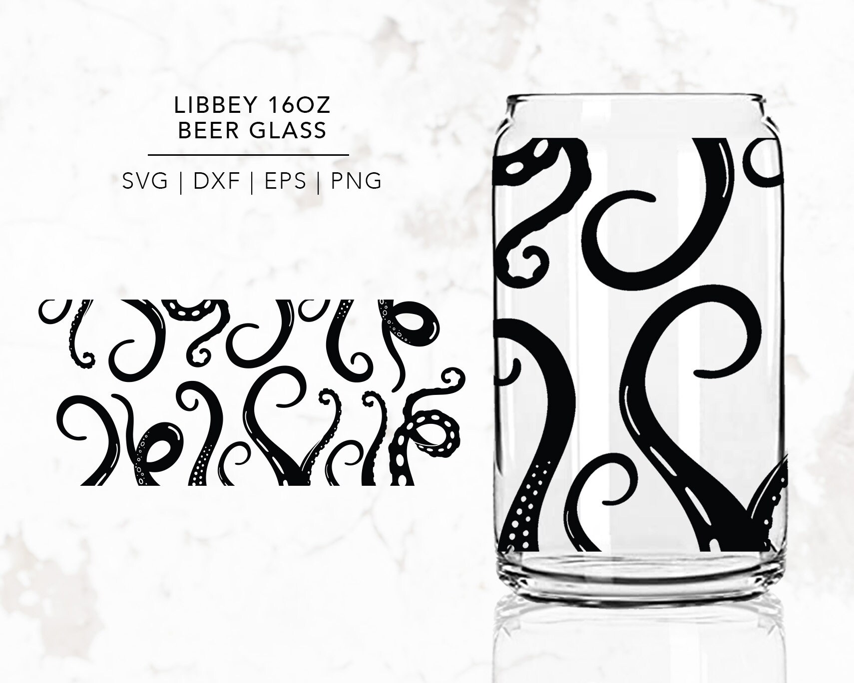 Octopus Libbey Beer Glass SVG Octopus SVG Seamless Wrap | Etsy