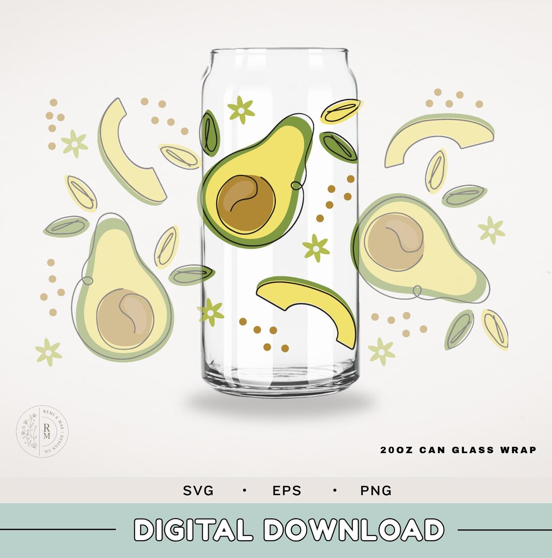 Libbey Glass SVG | AVOCADO GUACAMOLE | Seamless Wrap - 20 Oz Libbey ...
