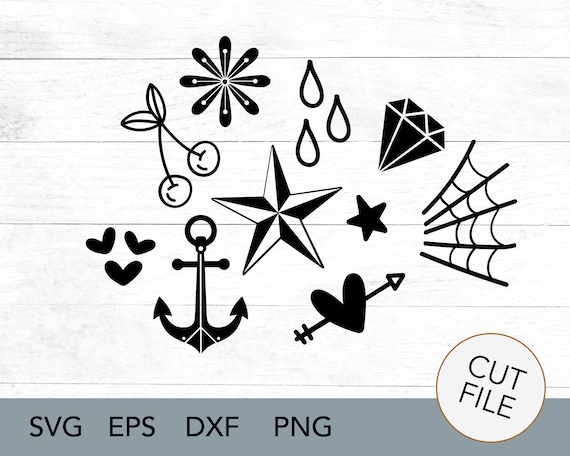 Tattoo SVG Vintage Tattoo SVG Cut File Design Minis - Etsy Denmark