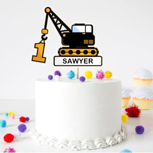 Construction Cake Topper PNG - Printable Crane Cake Topper - 1 ...