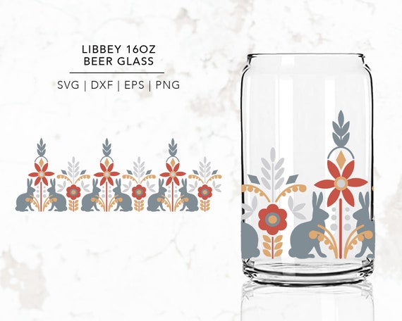 Libbey Glass SVG SPRING BUNNIES 16 Oz Bunnies Floral | Etsy