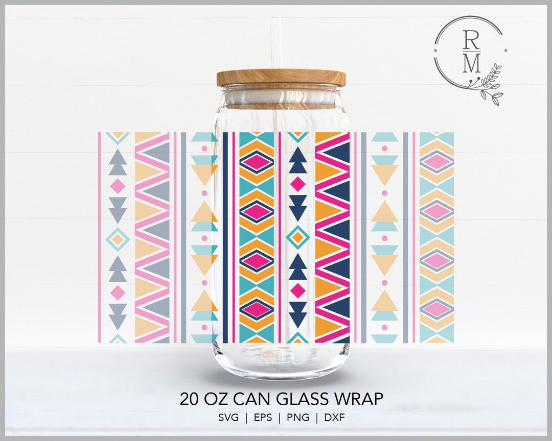 Libbey Glass SVG AZTEC ART 16oz Libbey Scandinavian Design Folk Art ...