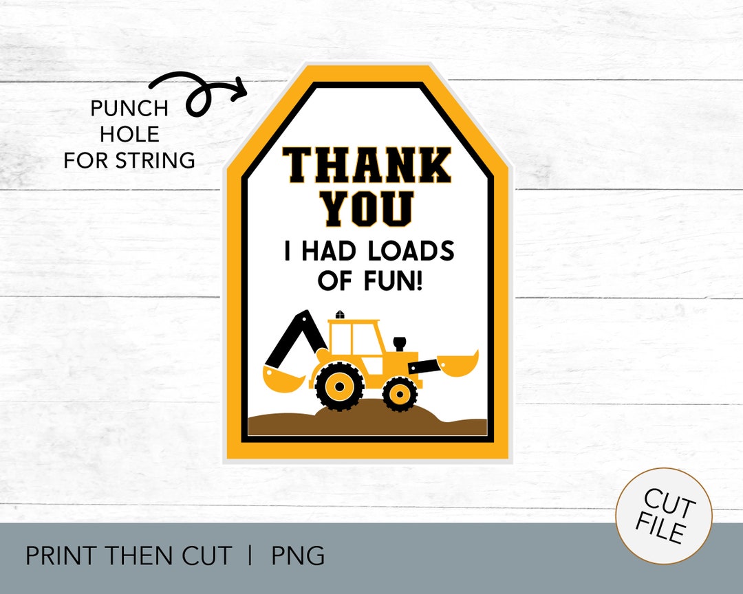 Construction PNG - Print Then Cut - Thank You Tag - Construction Theme ...