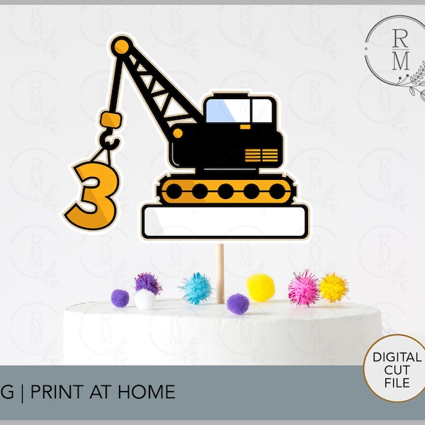 Construction Cake Topper Printable - Etsy