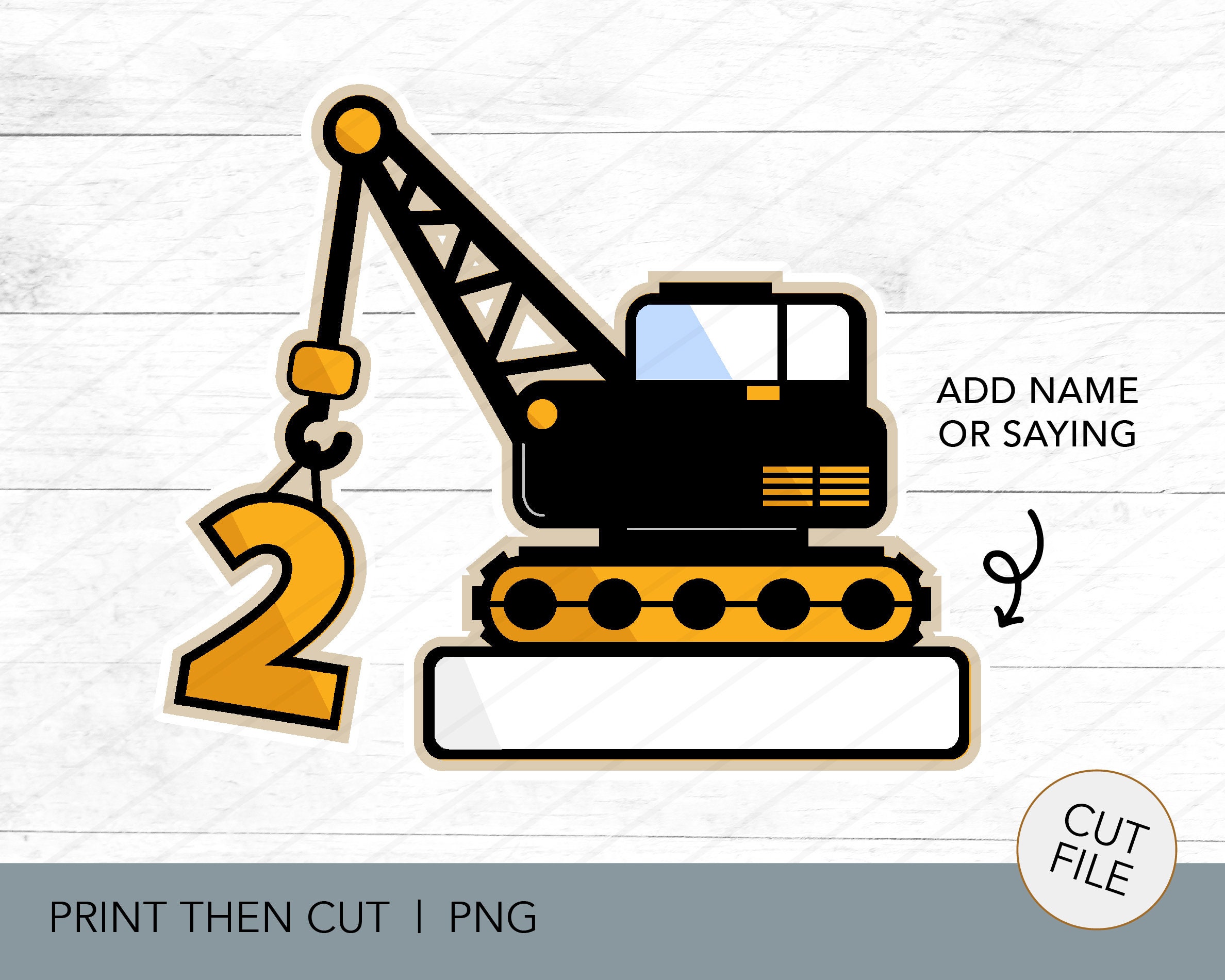 Construction Cake Topper PNG Printable Crane Cake Topper | Etsy