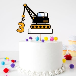 Construction Cake Topper JPG - Printable Crane Cake Topper - Digital ...